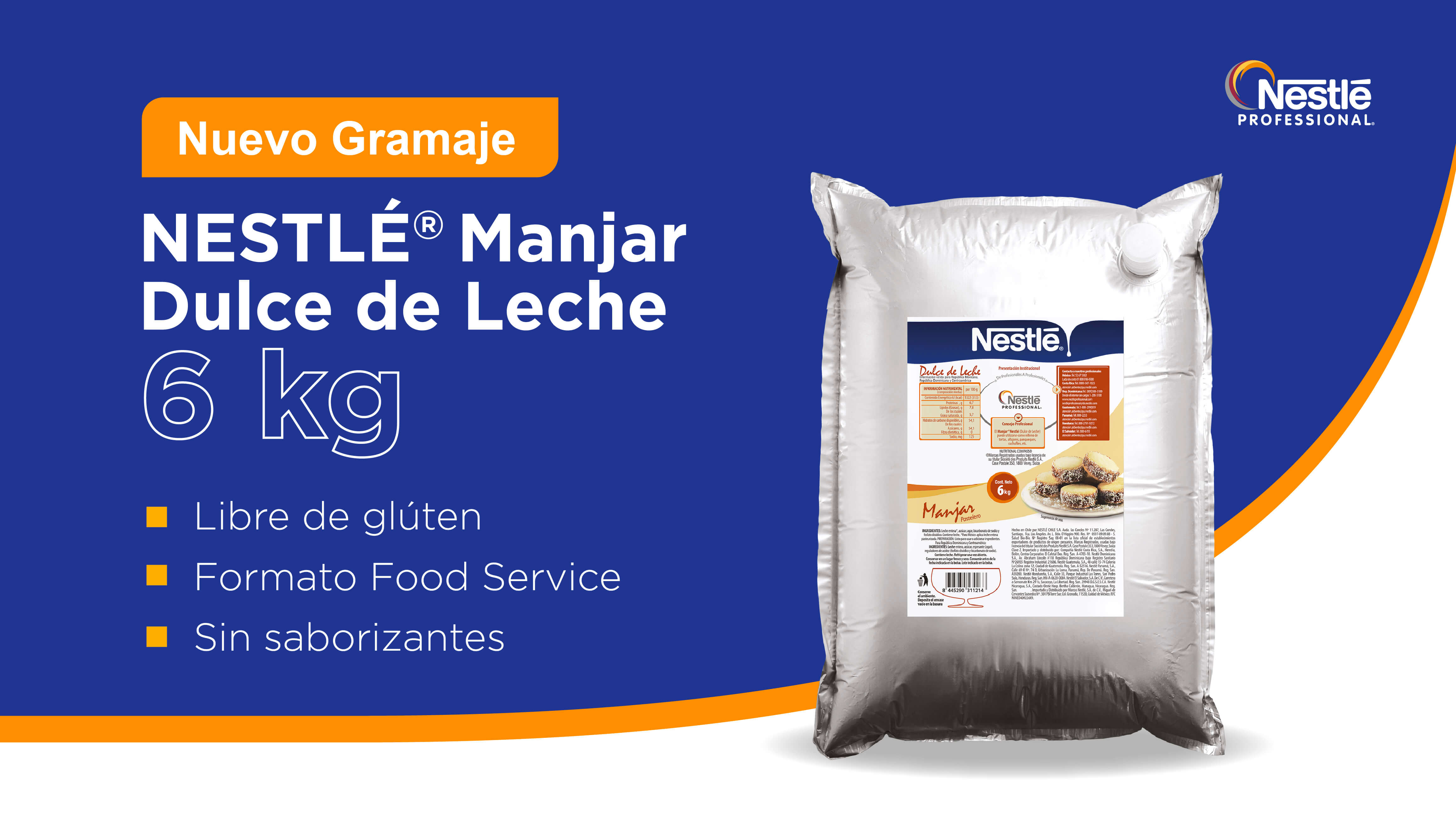 Manjar Dulce de Leche NESTLÉ® en bolsa 3x6kg
